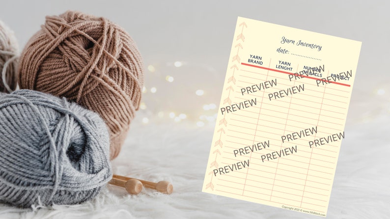 Printable and Fillable Yarn Stash Inventory. Knitters Tracker. PDF File ...