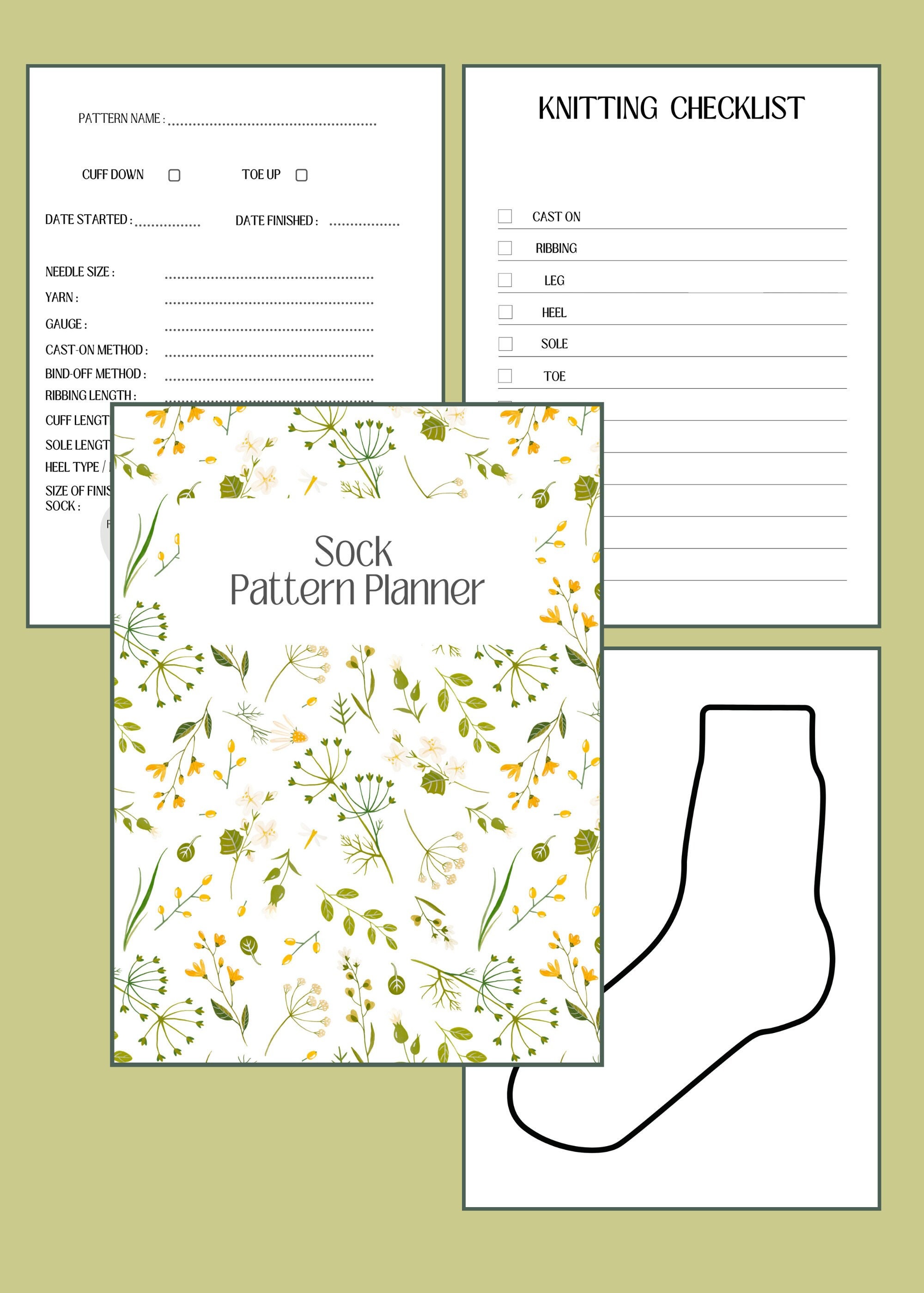 Printable and Writeable Sock Planner. Ready to Use Digitally as Well as ...