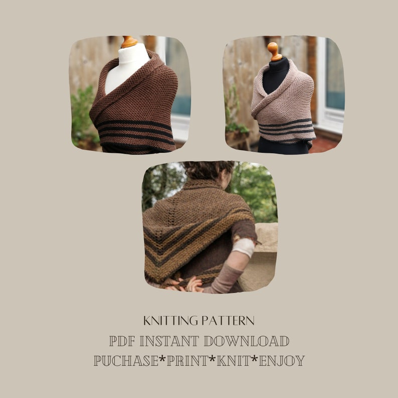 Outlander Themed Hand-knitted Brown Shawl PDF Knitting Pattern ...