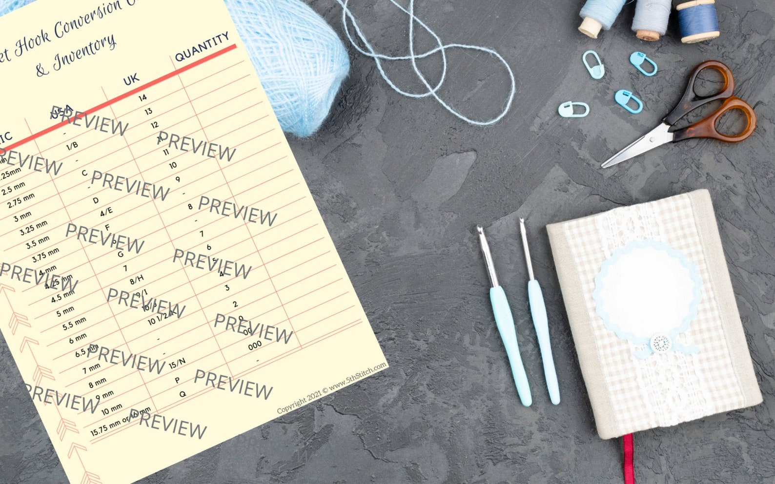 Printable and Fillable Yarn Stash, Crochet Hooks & Knitting Needles ...