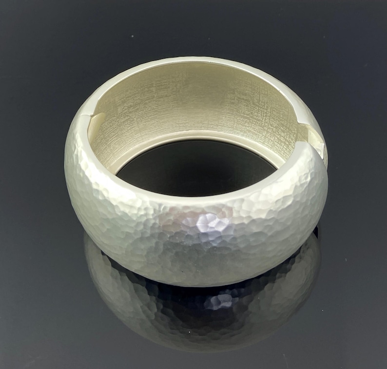 Hammered Silver Cuff Bangle: Wide Textured Statement Bracelet - Etsy Australia