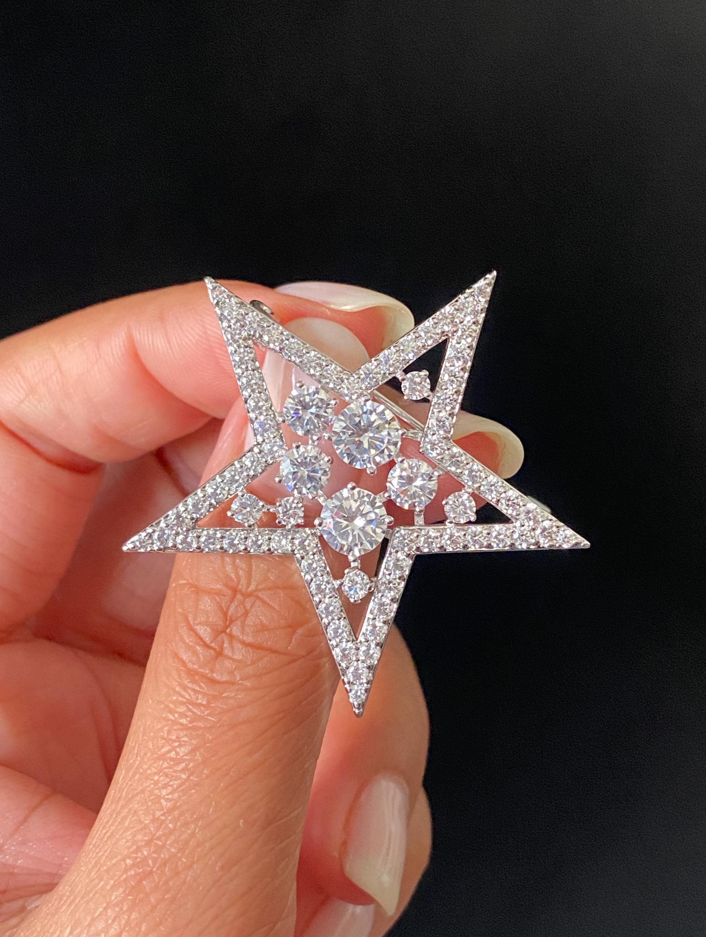Crystal Star Brooch Pin, Silver-tone Rhinestone Star Lapel Pin, Sparkly ...