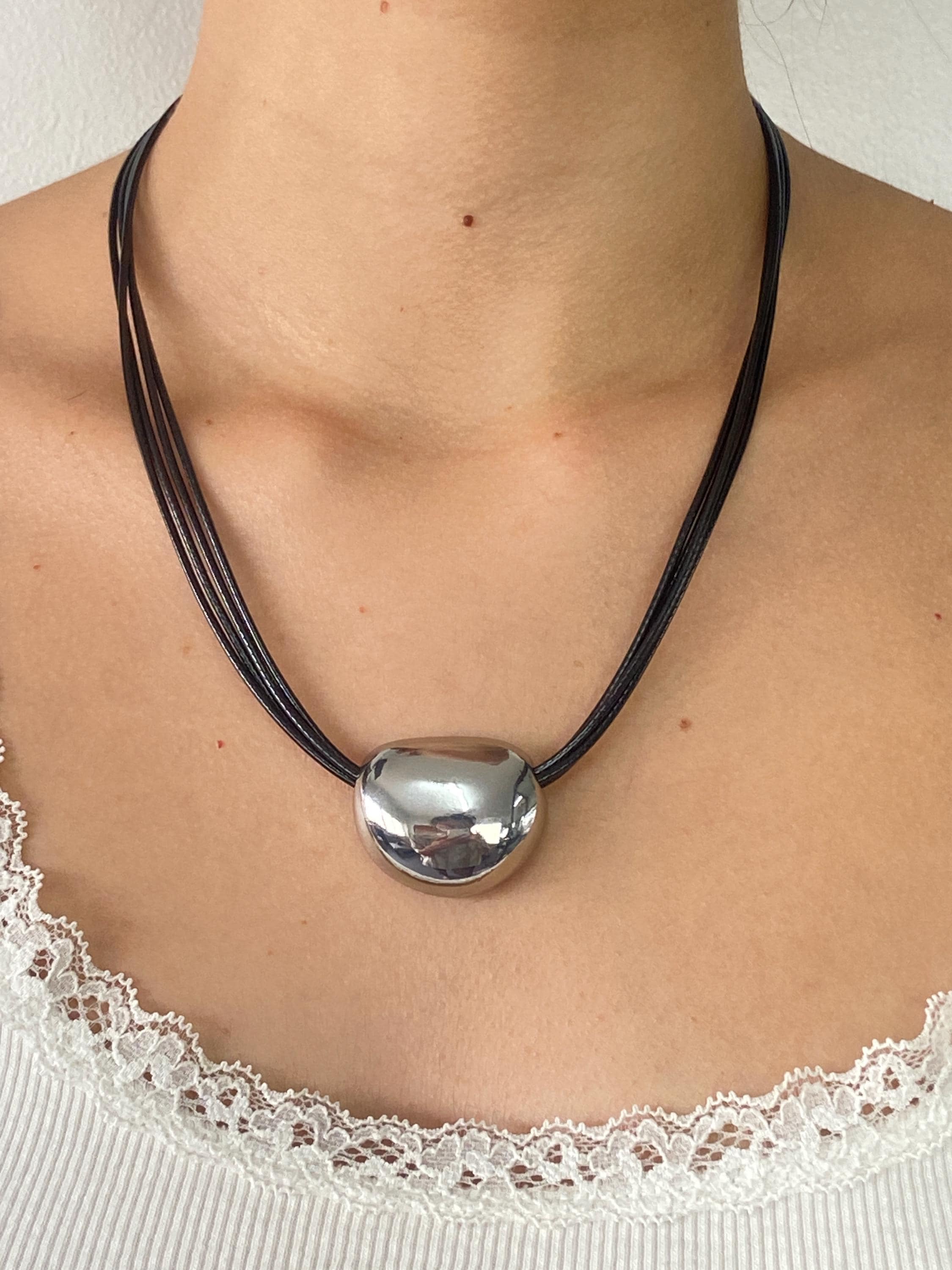 Heaven Mayhem Necklace Dainty Gold Dipped Bean Pendant Necklace, Single ...