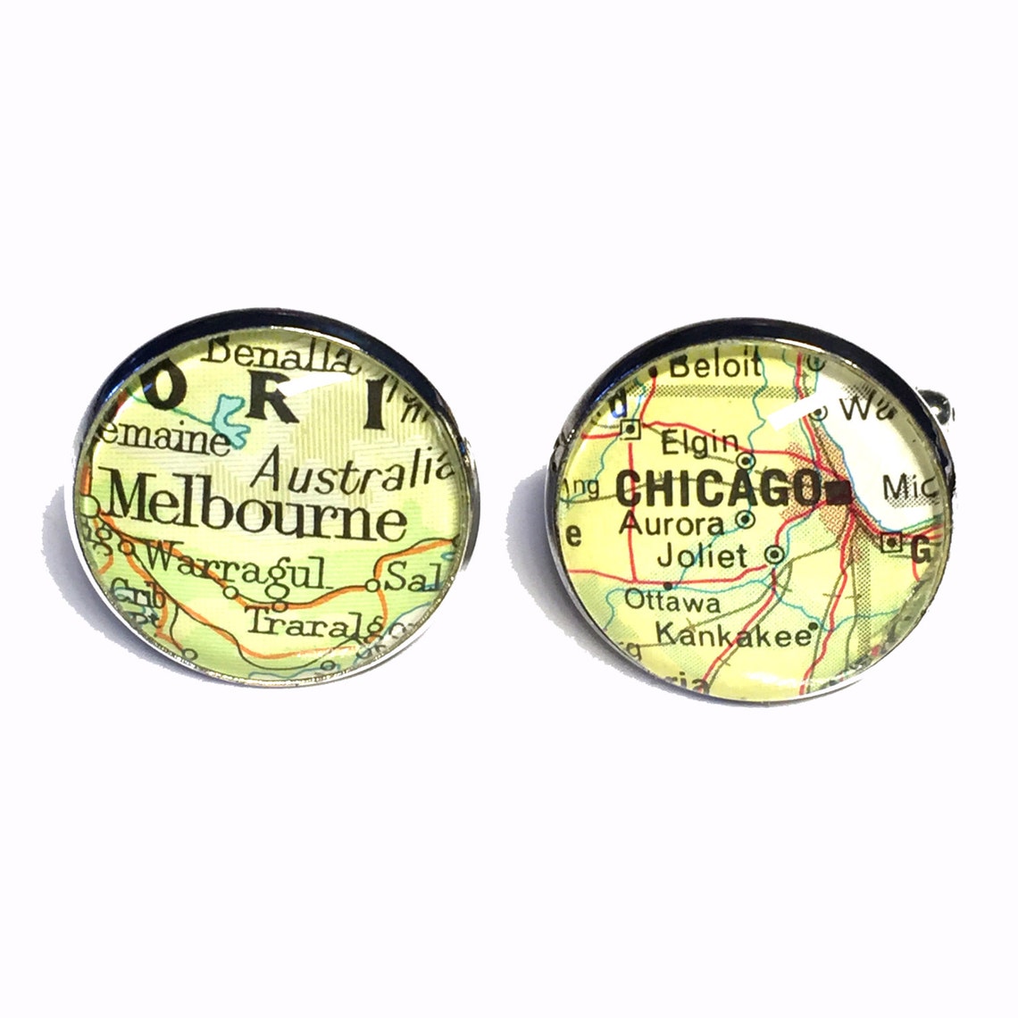Personalised Map Silver Cufflinks Vintage Map Cuff Links - Etsy