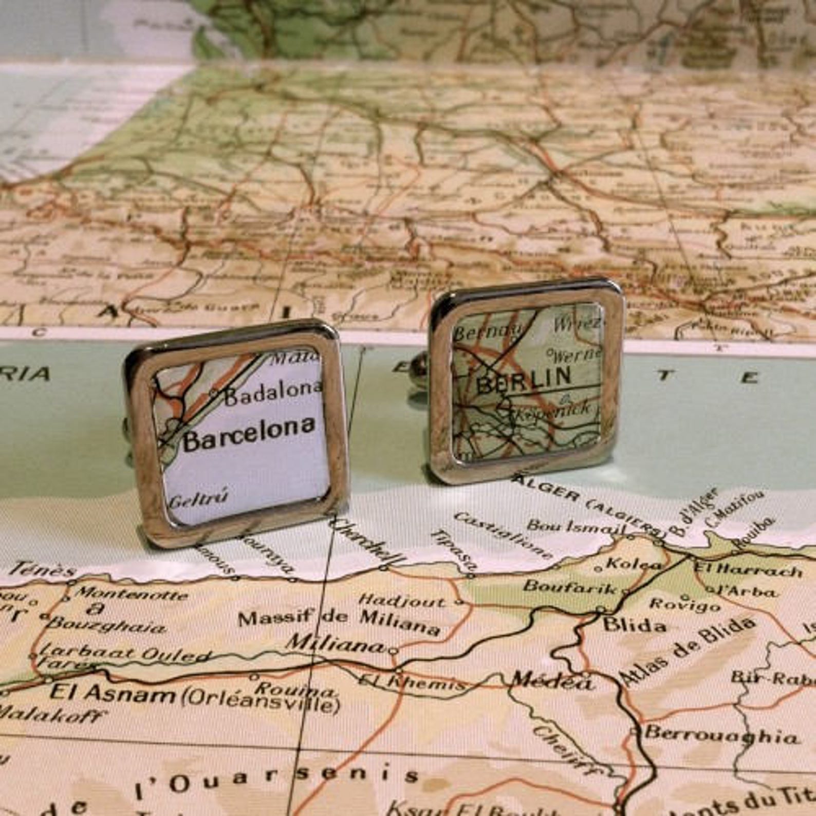 Personalised Map Silver Cufflinks Vintage Map Cuff Links - Etsy