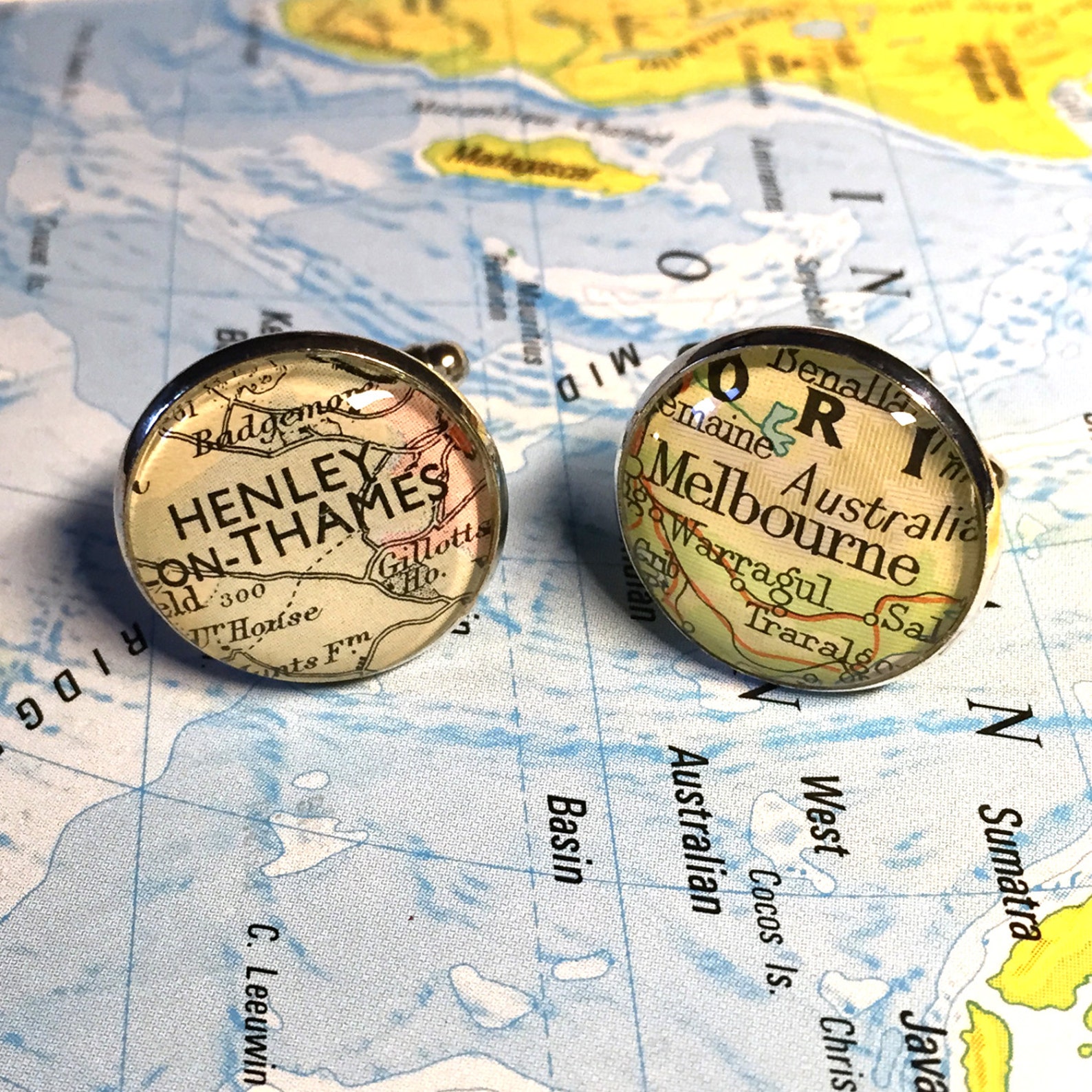 Personalised Map Silver Cufflinks Vintage Map Cuff Links - Etsy