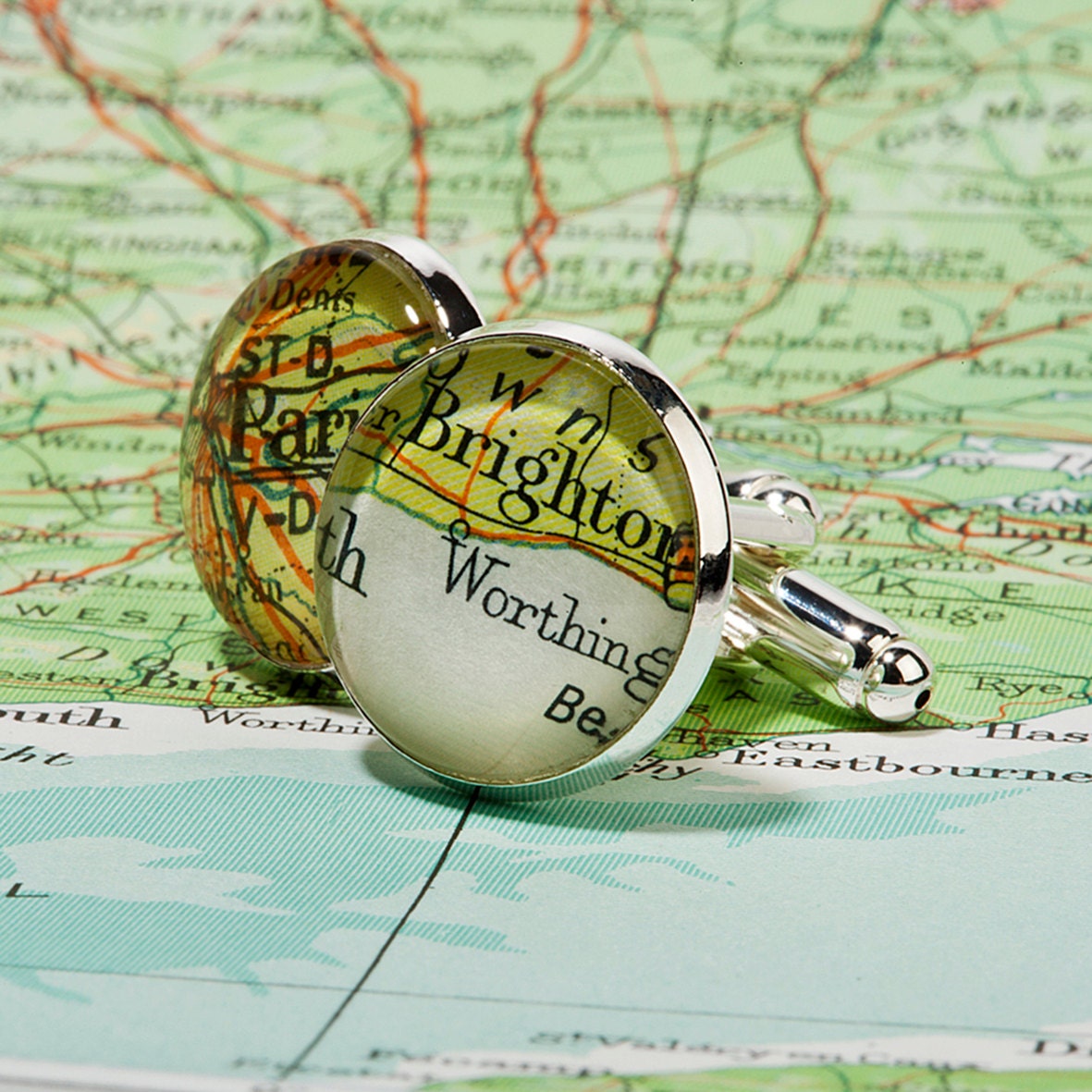 Personalised Map Silver Cufflinks Vintage Map Cuff Links - Etsy