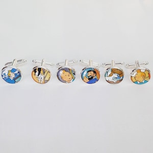 Tintin Upcycled Round Cufflinks, Herge Cufflinks, Tin Tin Cufflinks ...