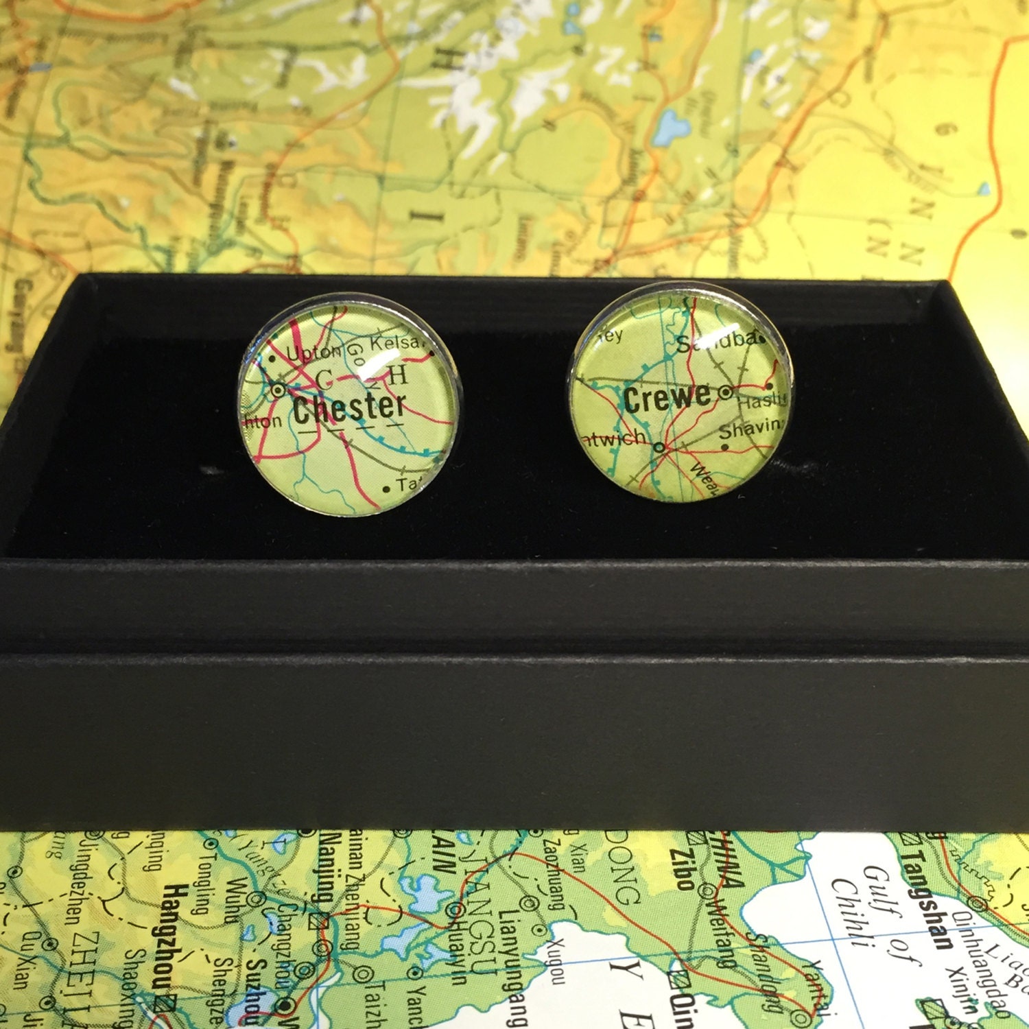 Personalised Map Silver Cufflinks Vintage Map Cuff Links - Etsy