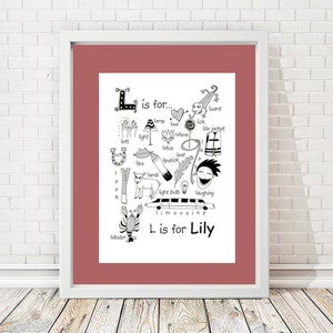 Personalised Illustrated Children's Name Art Print for Girls - Etsy