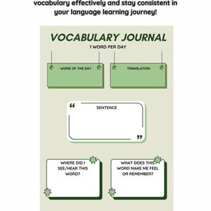 Vocabulary Journal Template Printable – Language Learning PDF ...