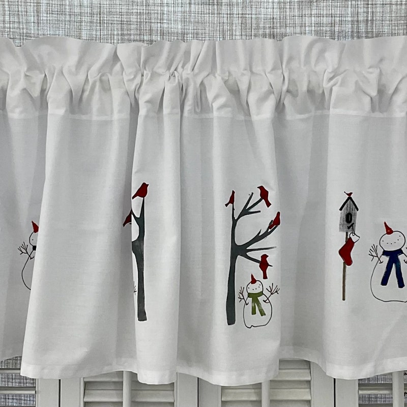 Snowman Curtains Valance - Etsy