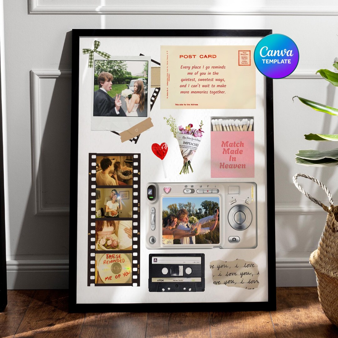 Retro Memory Collage, Matchbox Style Poster, Photo Keepsake Canva ...