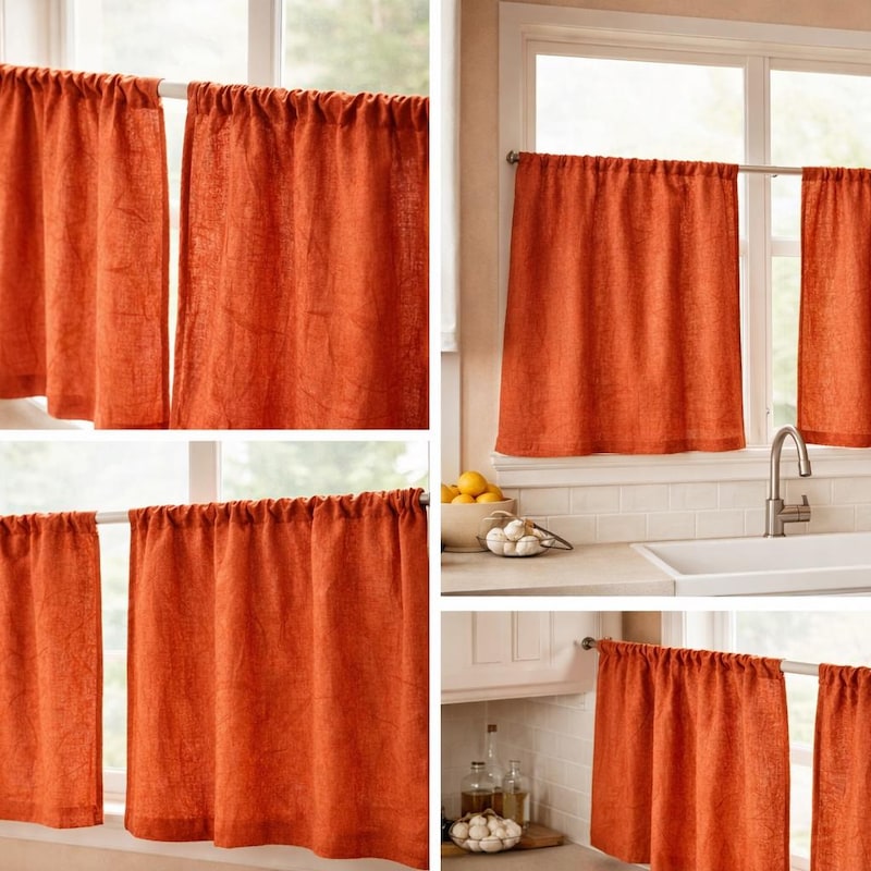 Cafe Curtains With Rust - Etsy UK
