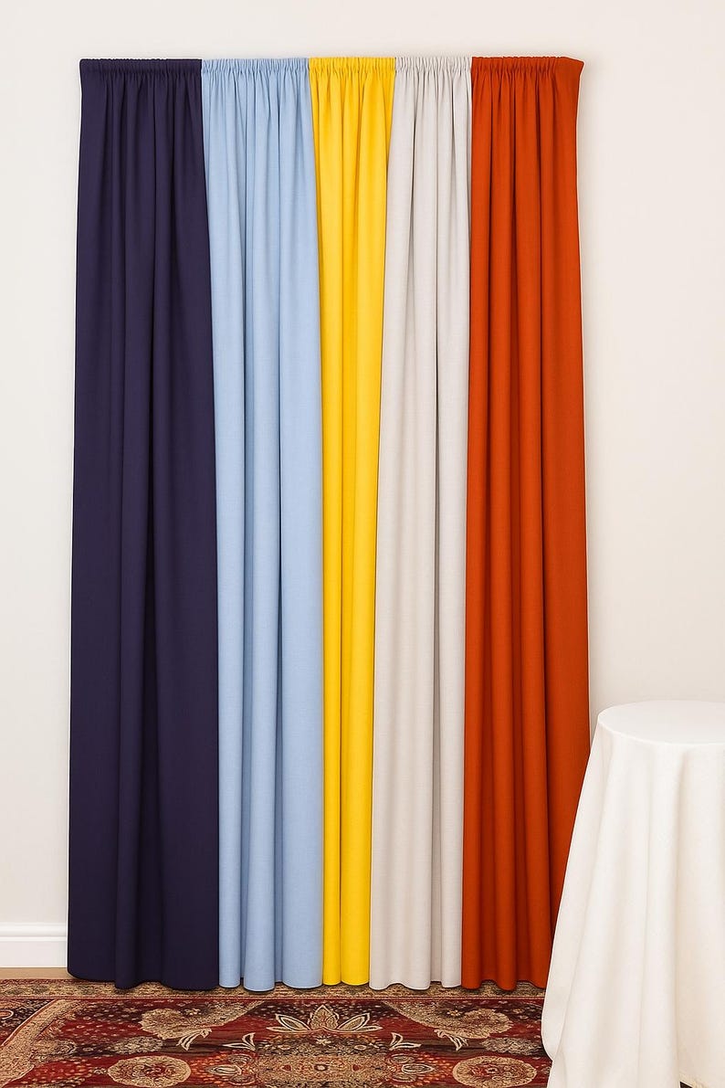 Navy Blue Linen Curtains – Custom Pure Linen Window Panel | Rod Pocket ...
