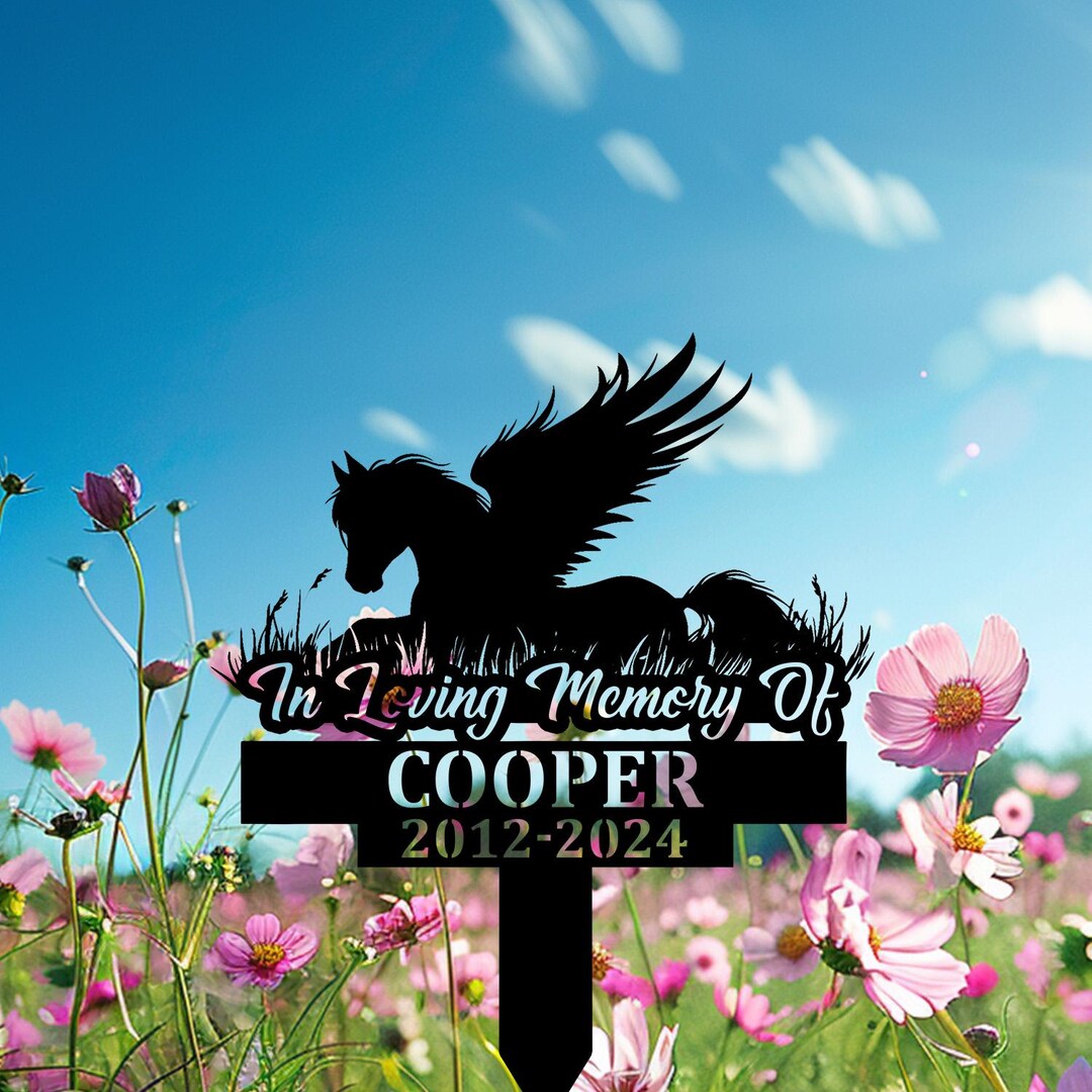 Custom Pony Horse Memorial Stake, Angel Pony Horse Lying Down Metal ...