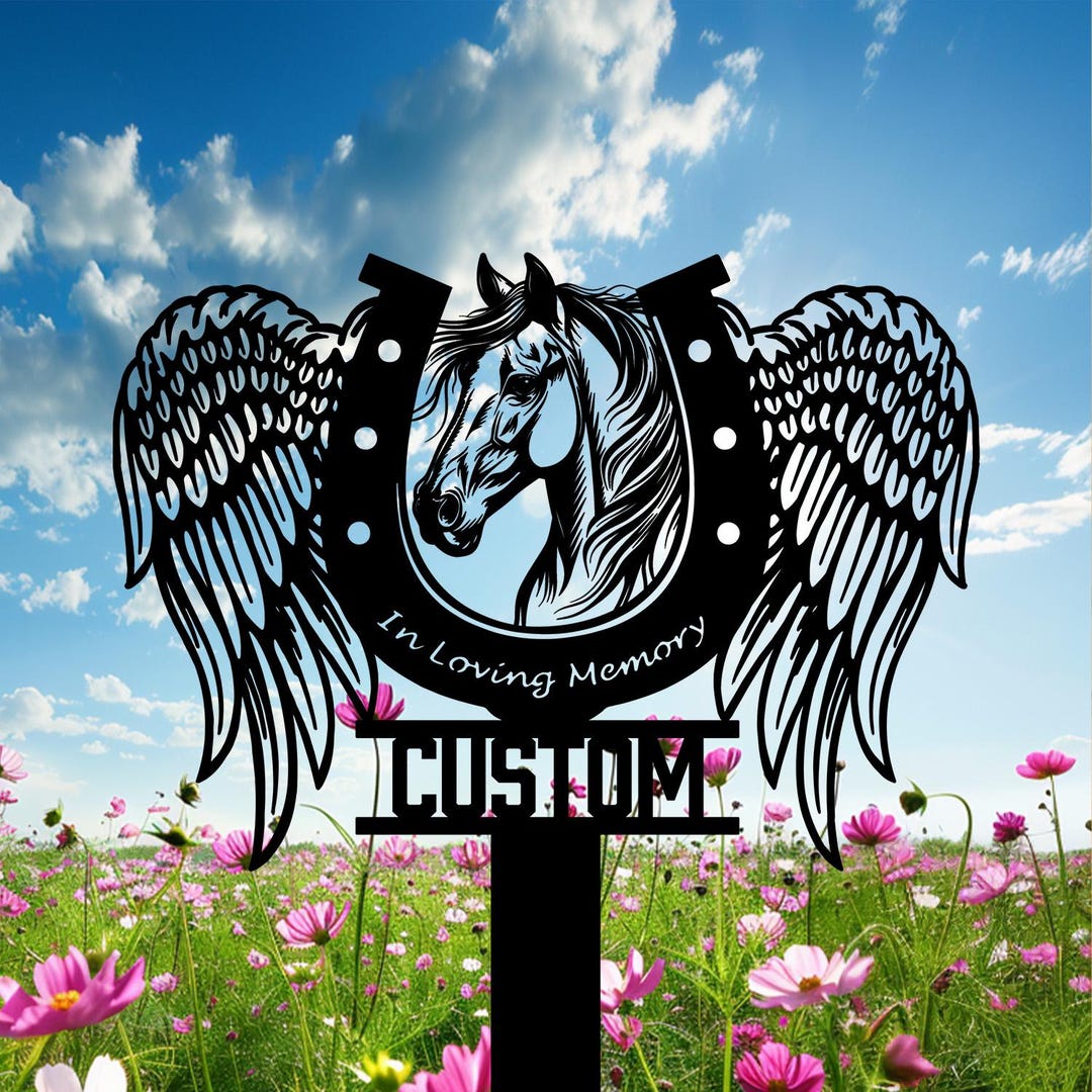 Personalized Elegant Pony Horse Head Grave Marker, Custom Pony Horse ...