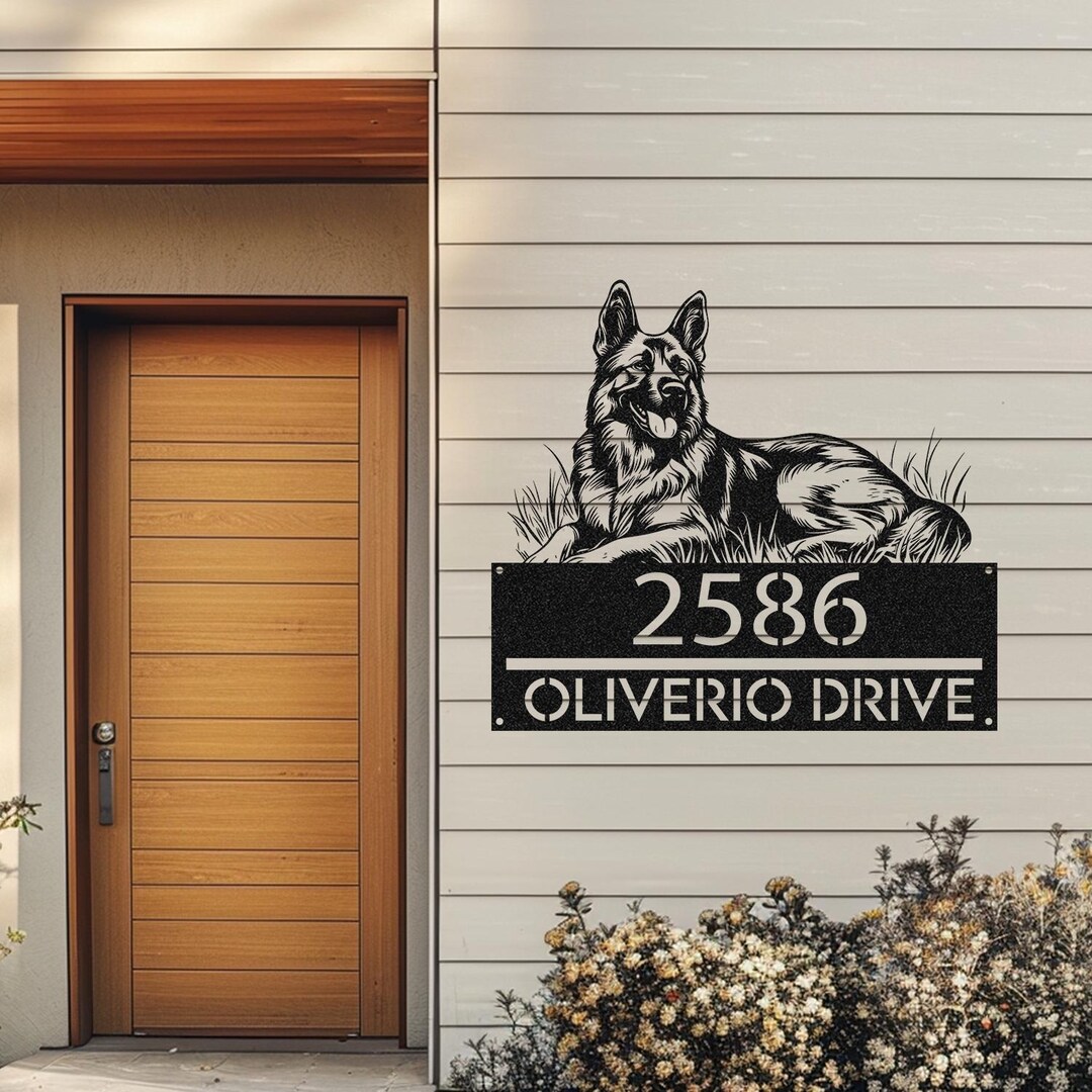 Personalized German Shepherd Metal Address Sign, Custom German Shepherd ...