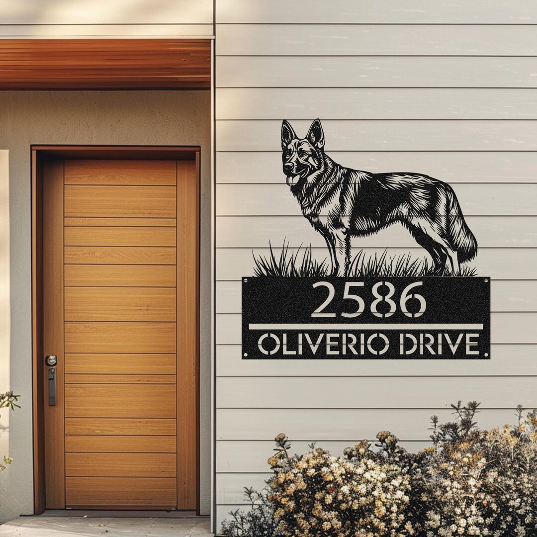 Personalized German Shepherd Metal Address Sign,custom German Shepherd ...