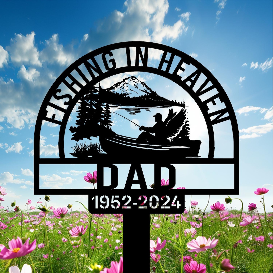 Personalized Fisherman Grave Marker, Boat Fisher Fishing in Heaven ...