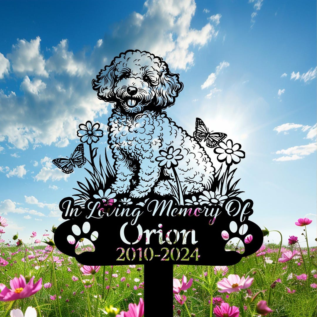 Personalized Poodle Dog Metal Memorial Garden Stake, Custom Poodle ...
