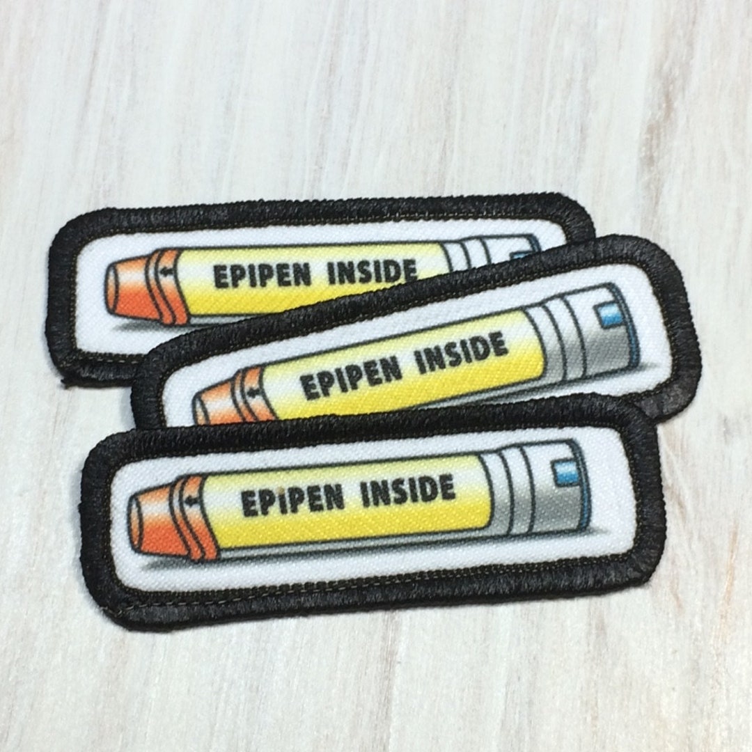 Epipen Inside Yellow Auto Injector Medical Alert Rectangle Patch Made ...