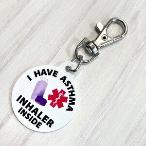 I Have Asthma Inhaler Inside Medical / Allergy Alert Zipper Pull ...