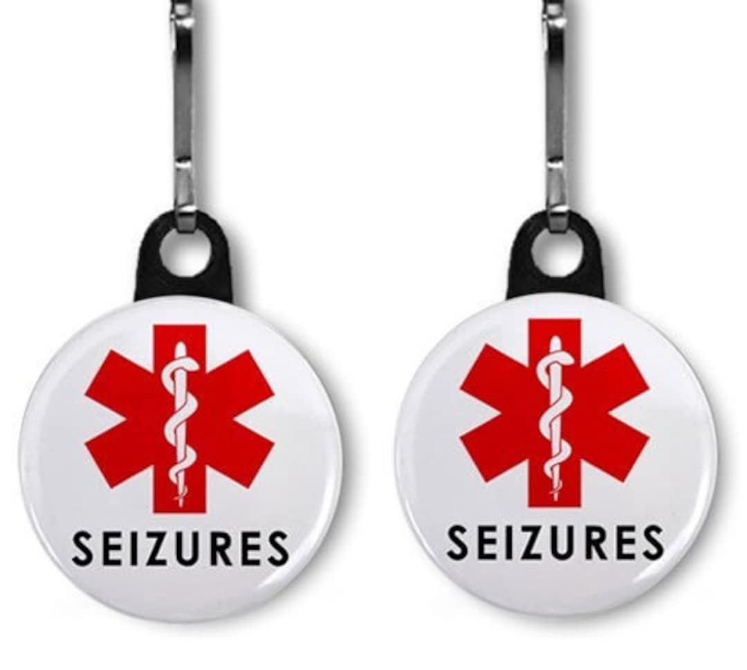 SEIZURE ALERT Medical Alert 2-pack Zipper Pull Charm Tag Keychain ...