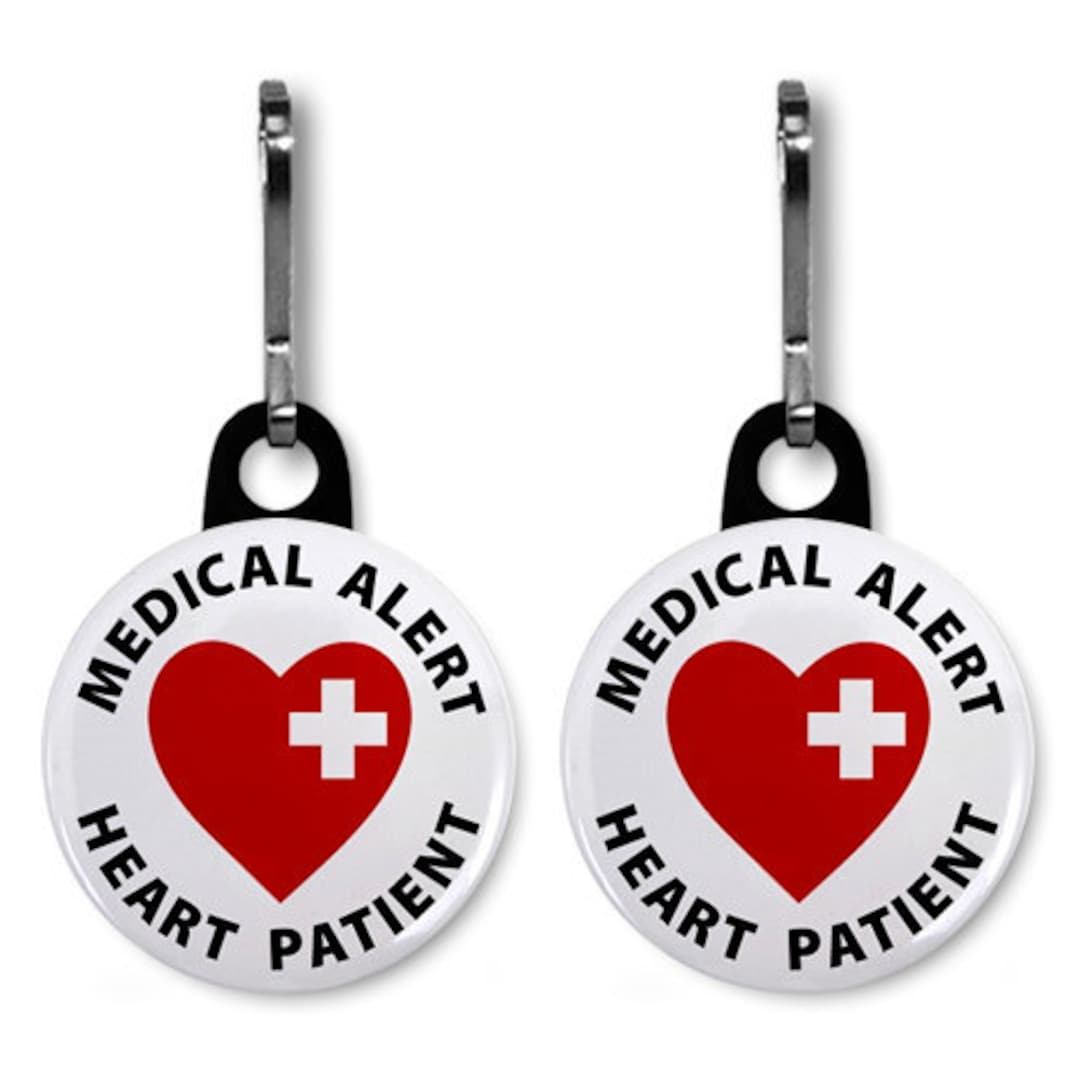 Heart Patient Pull Charms Medical Alert Keychain Zipper Heart Condition ...