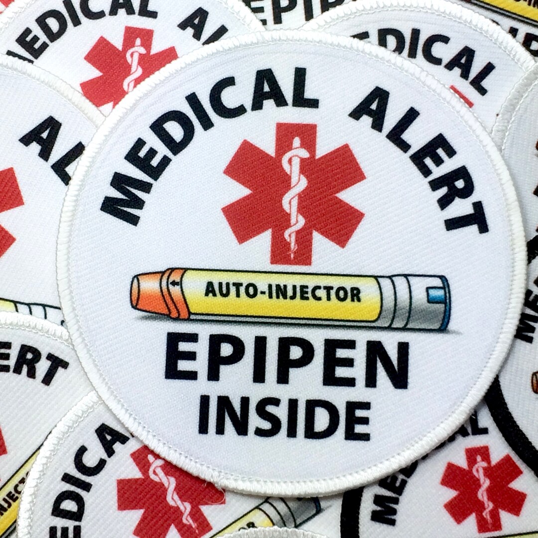 Epipen Inside Medical Allergy Alert Patch YELLOW Senior Epinephrine ...
