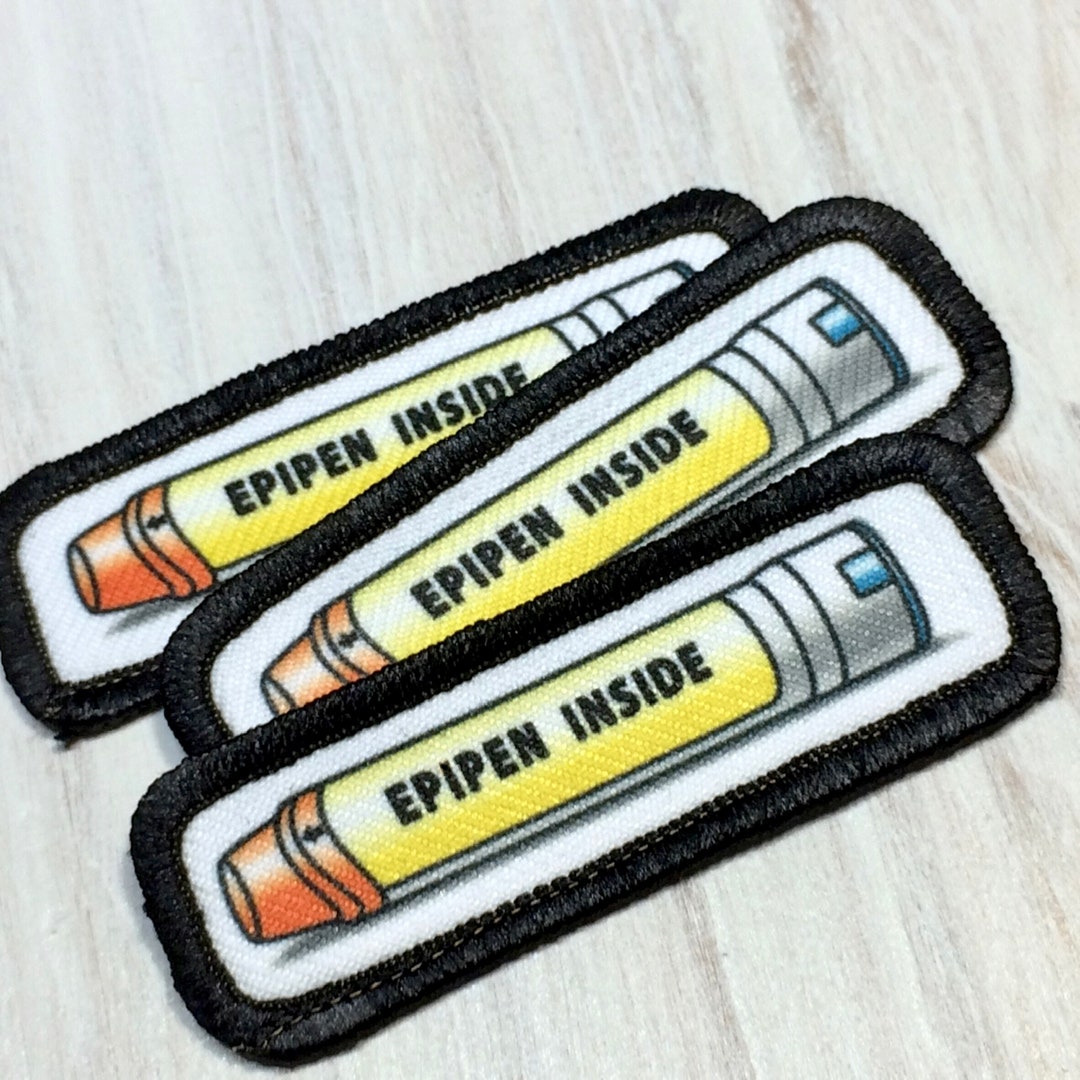 Auto Injector Yellow Epipen Medical Alert Rectangle Sew-on Patch choose ...