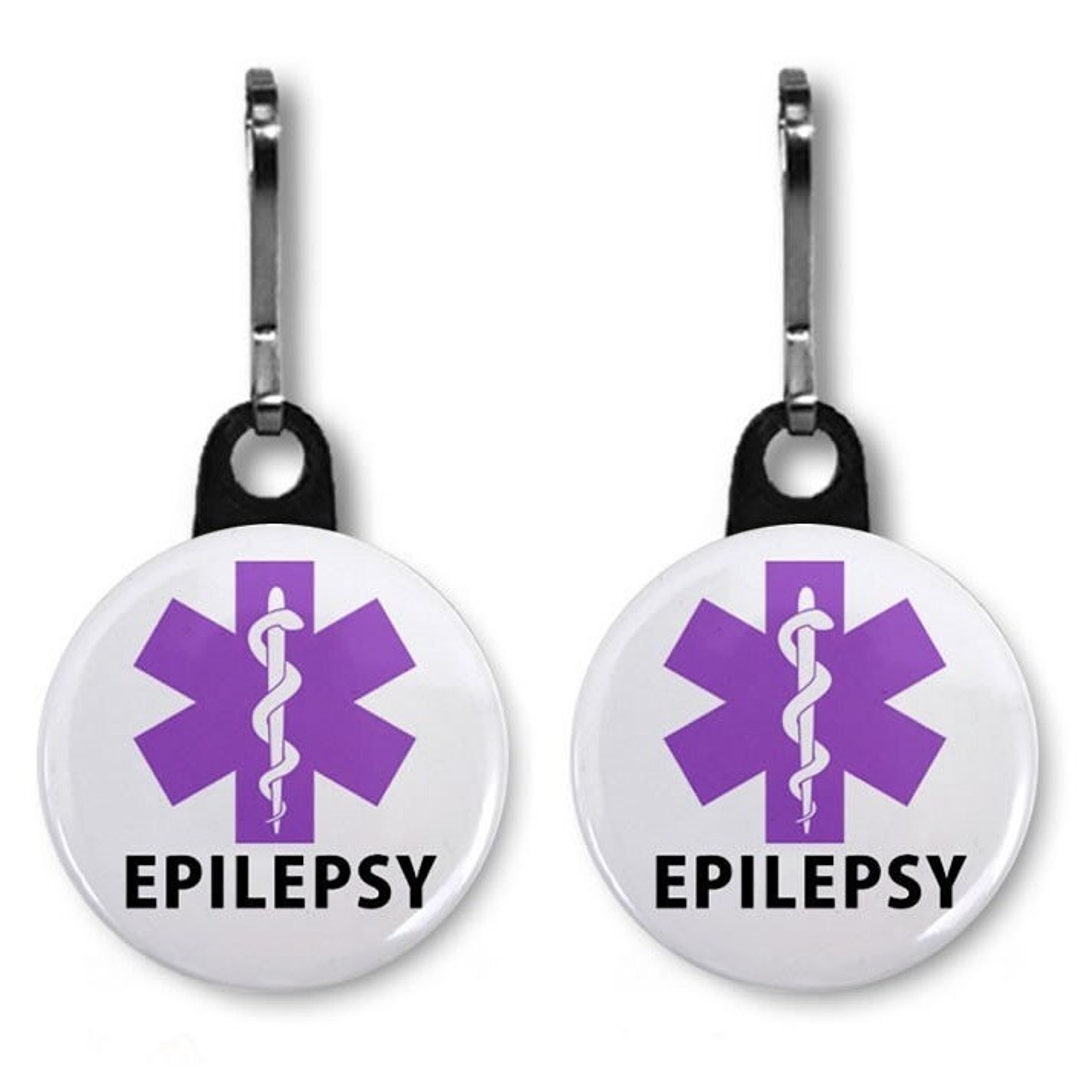 EPILEPSY Awareness Purple Medical Alert 2-pack of Zipper Pull Charm ...