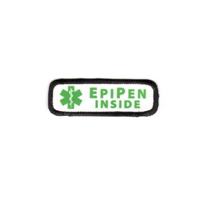 Epipen Inside Medical Alert Sew on Patch for Holder Case Backpack Pouch ...