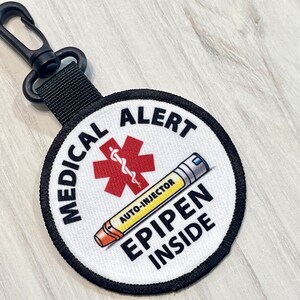 Epipen Inside Case Bag Medical Alert Tag for Kids Patch Tab for Backpack | Clip on Medication ...
