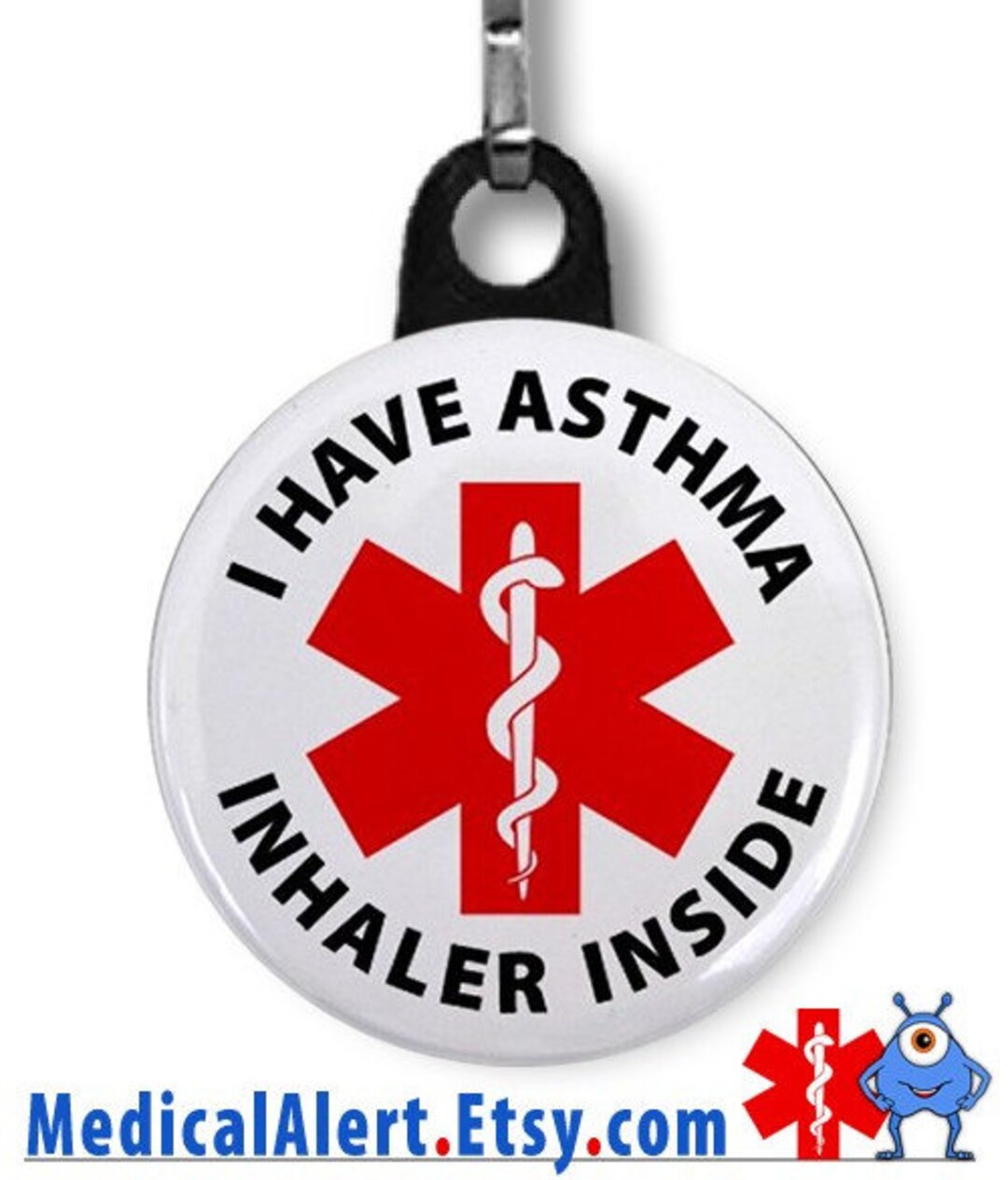 I Have Asthma Inhaler Inside Medical / Allergy Alert Zipper Pull ...