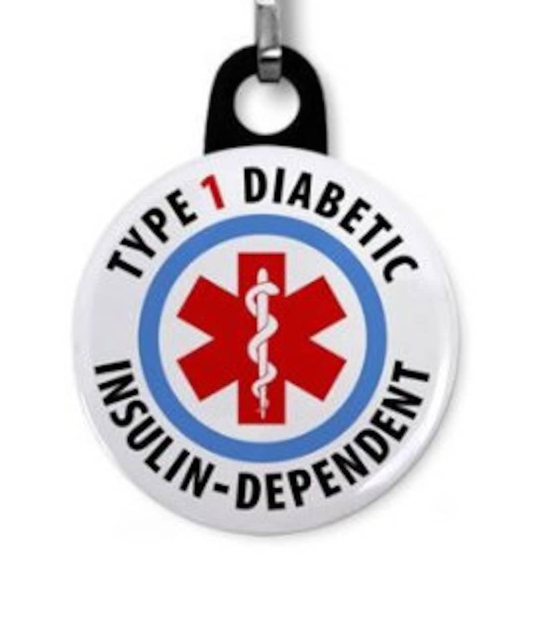 Type 1 Diabetic Insulin Dependent Medical Alert Zipper Pull Keychain ...