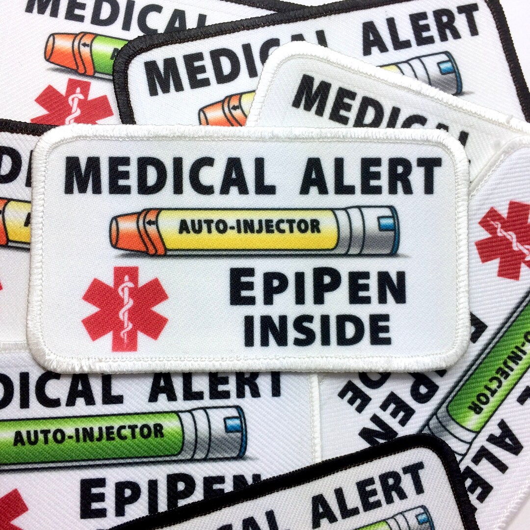 Epipen Inside Medical Allergy Alert Patch YELLOW Senior Epinephrine Auto-injector | Holder Case ...