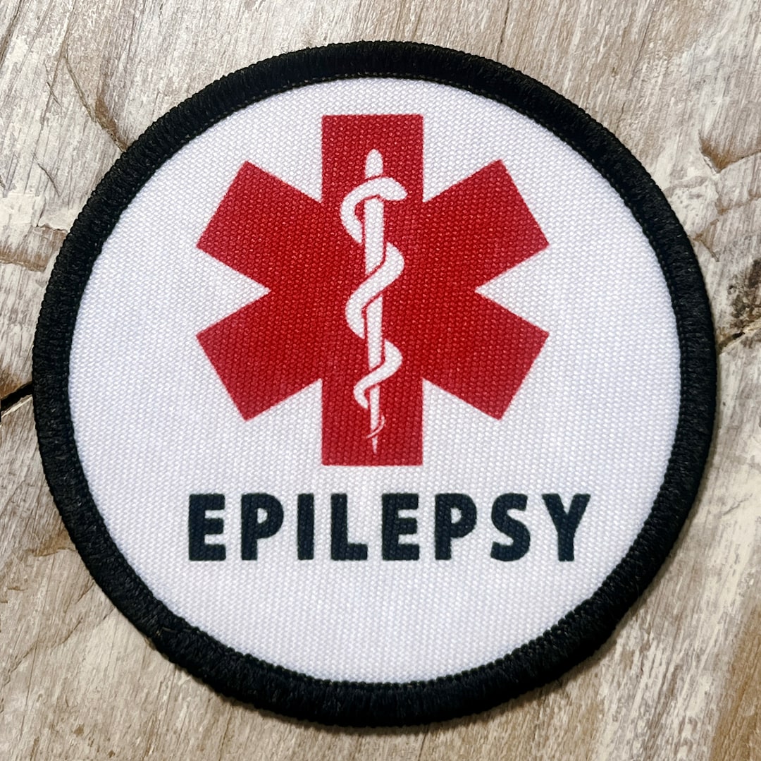 EPILEPSY Medical Alert Symbol Black Rim Patch With a Hook and Loop ...
