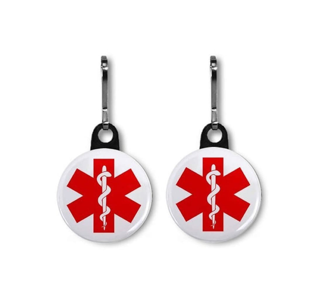 Medical Alert Zipper Pull Charm Emergency Medical Symbol First Aid ...