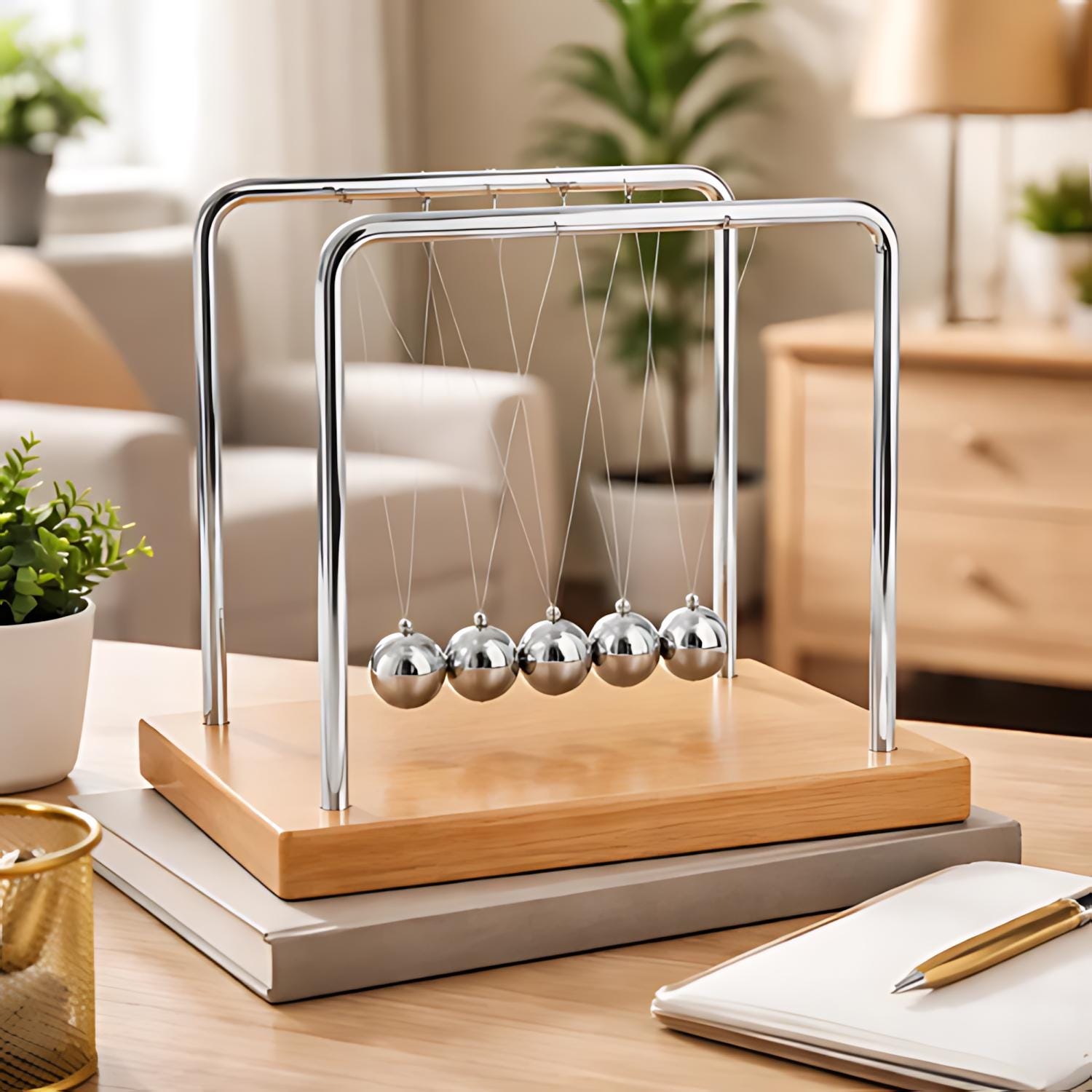 Newton’s Cradle Balance Balls Kinetic Desk Decor (5 Beads) Science ...