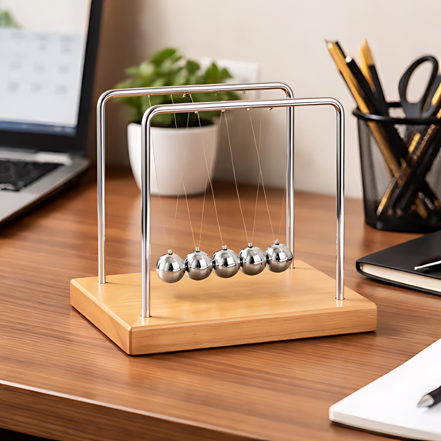 Newton’s Cradle Balance Balls Kinetic Desk Decor (5 Beads) Science ...