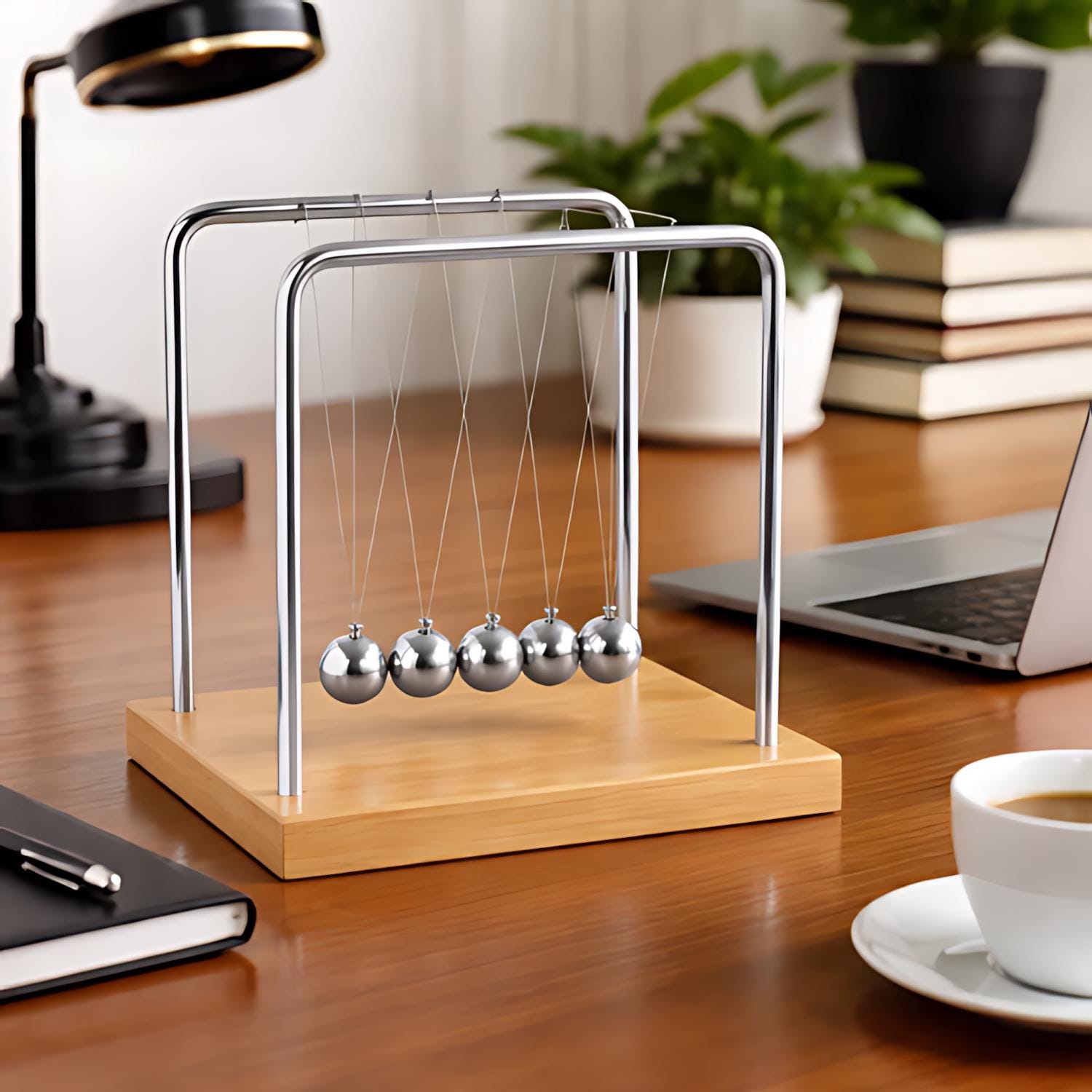 Newton’s Cradle Balance Balls Kinetic Desk Decor (5 Beads) Science ...