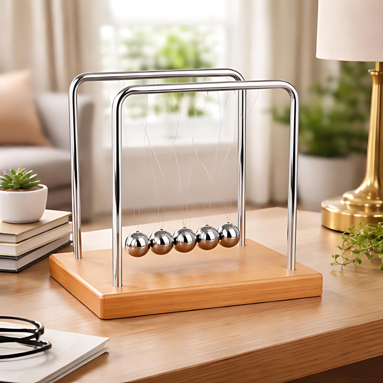 Newton’s Cradle Balance Balls Kinetic Desk Decor (5 Beads) Science ...