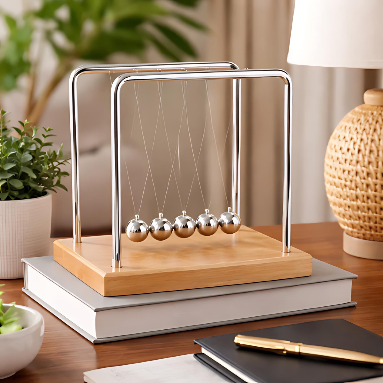 Newton’s Cradle Balance Balls Kinetic Desk Decor (5 Beads) Science ...