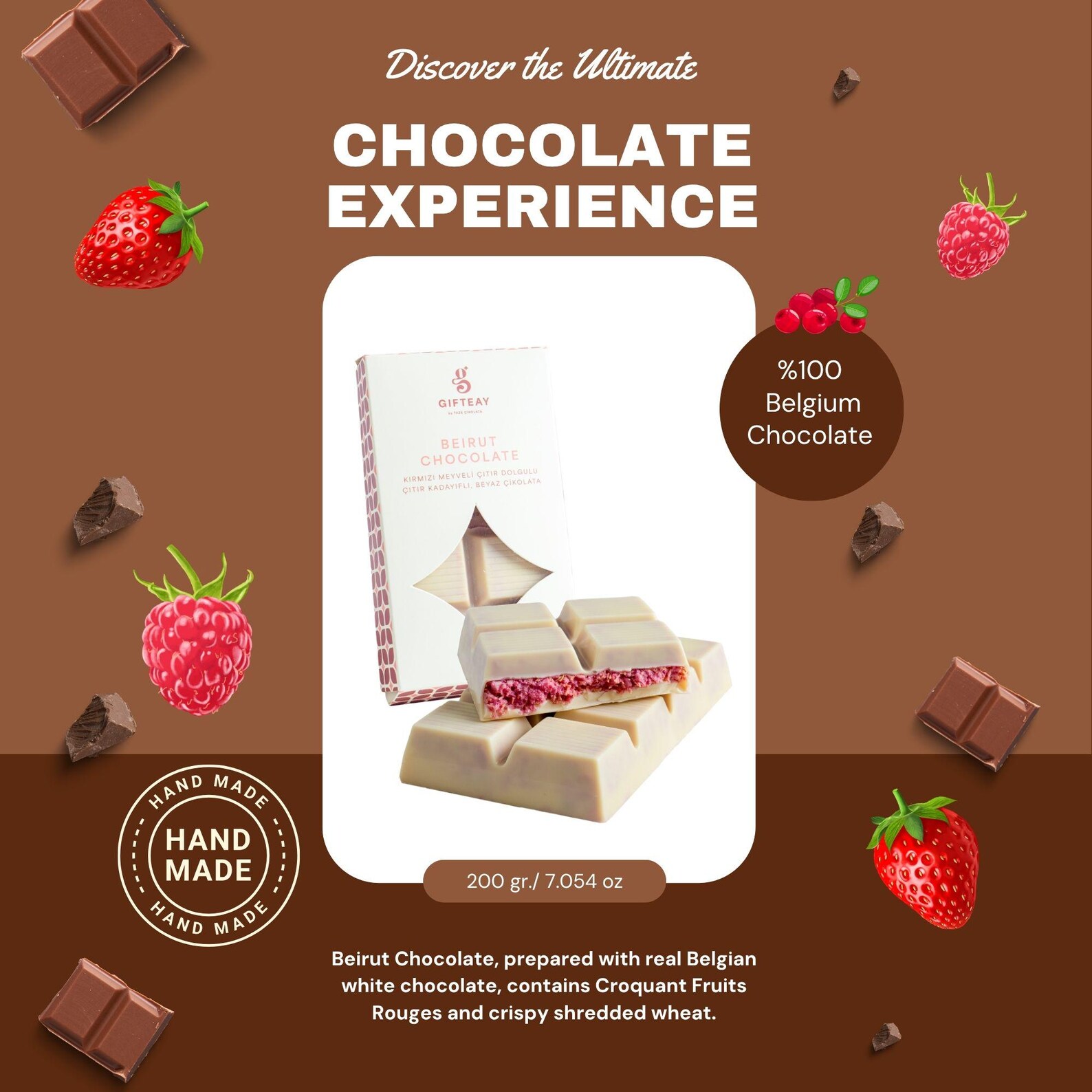 White Chocolate Beirut Bar: Red Fruits & Crispy Kadayif, Handmade ...