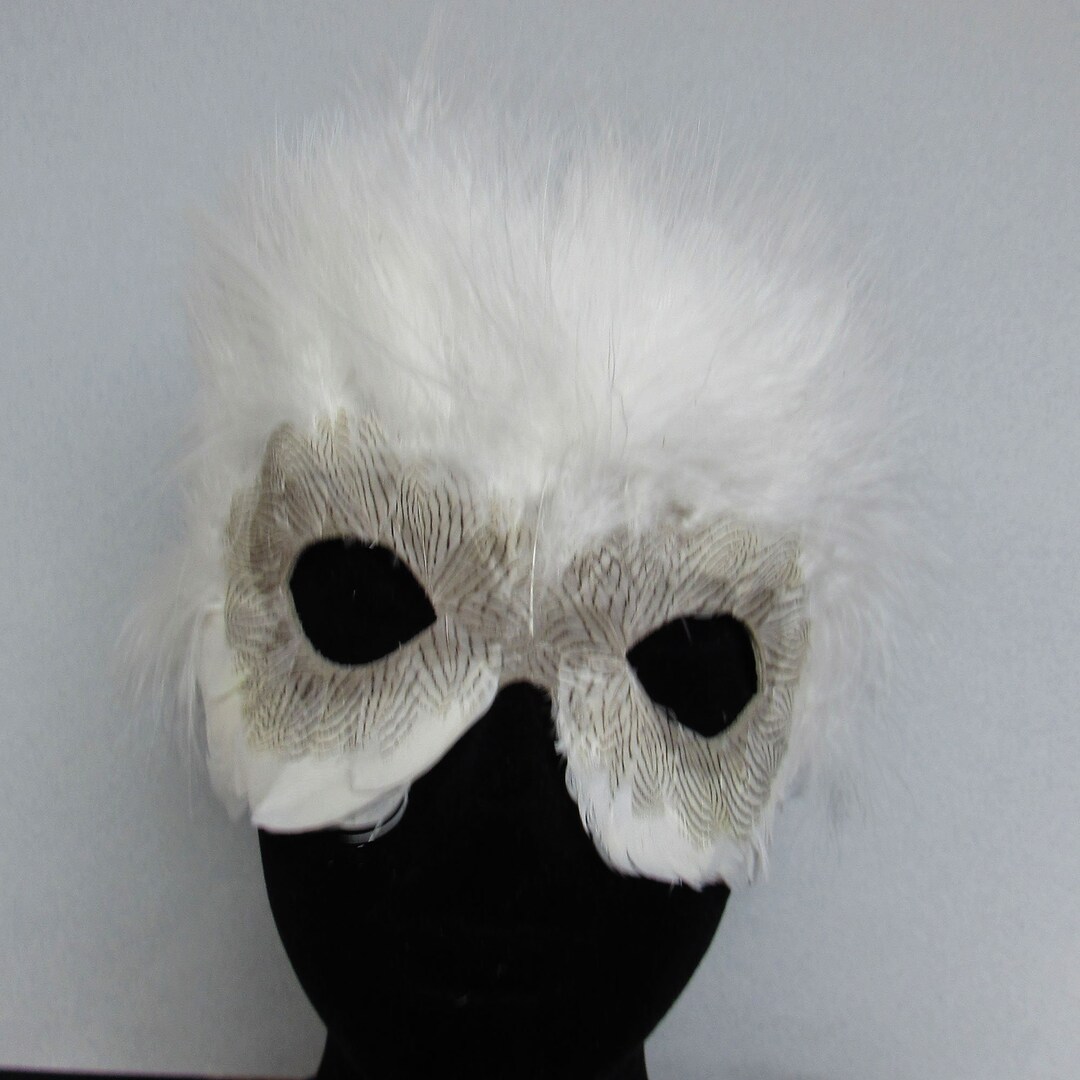 Fantasy Inspired White Feather Mask Ghost or Snow Queen or Angel ...