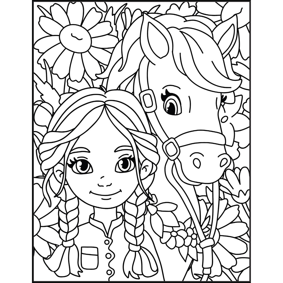 Girls Who Love Horses Printable Coloring and Puzzle Book With Mazes - Etsy