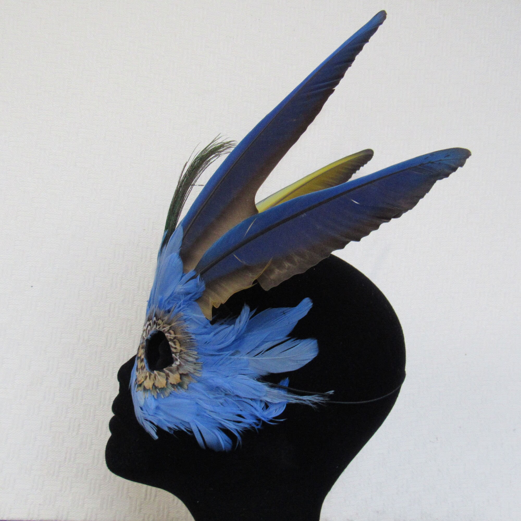 Blue Feather Mask With Macaw Wings and a Peacock Eye is a - Etsy