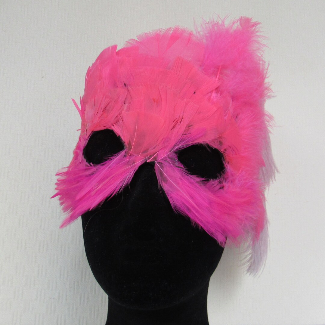 Pink Ostrich Feathery Flirty Fun Mask for a Costume Ypu Create for Your ...