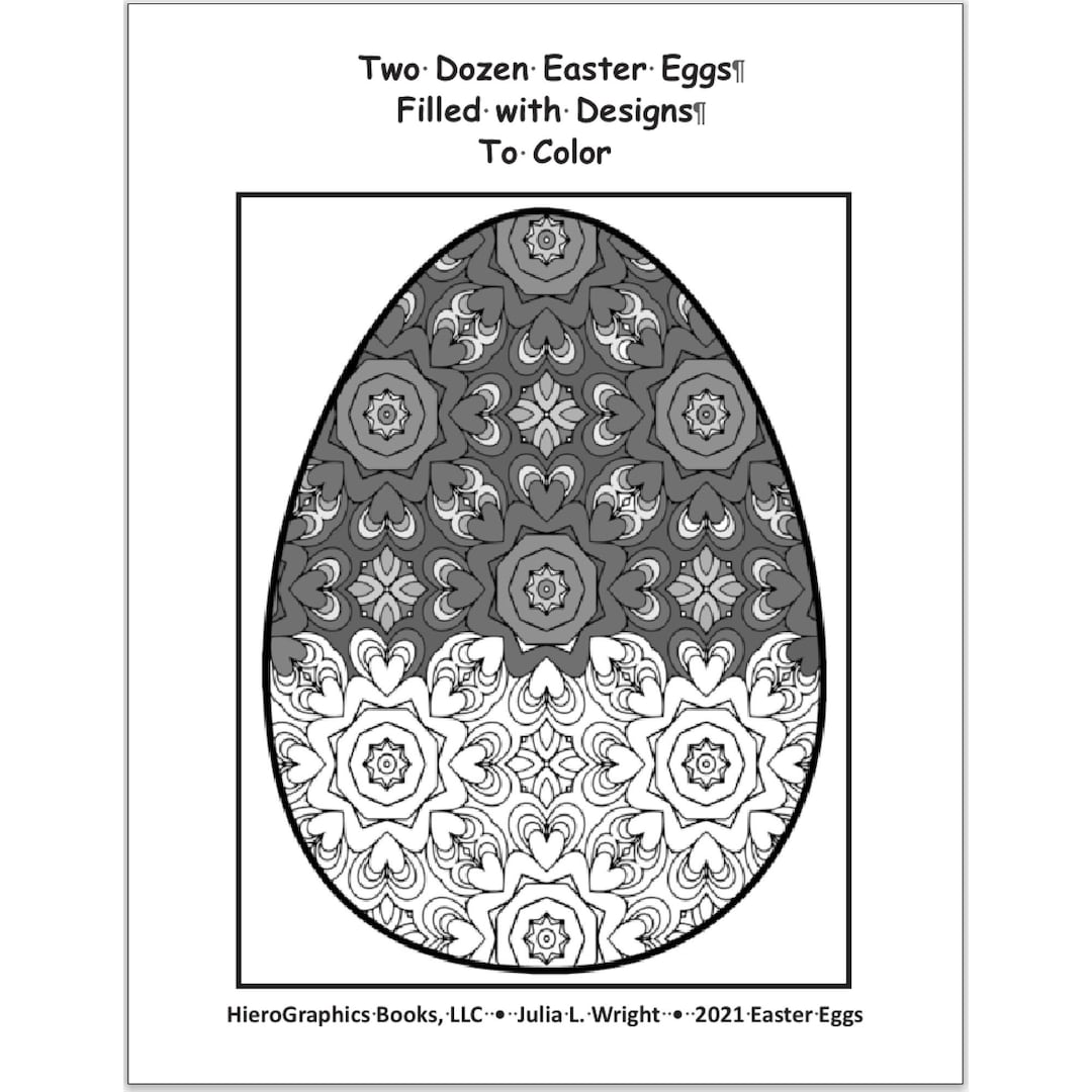Two Dozen Easter Eggs Filled With Designs to Color is a Printable Book ...